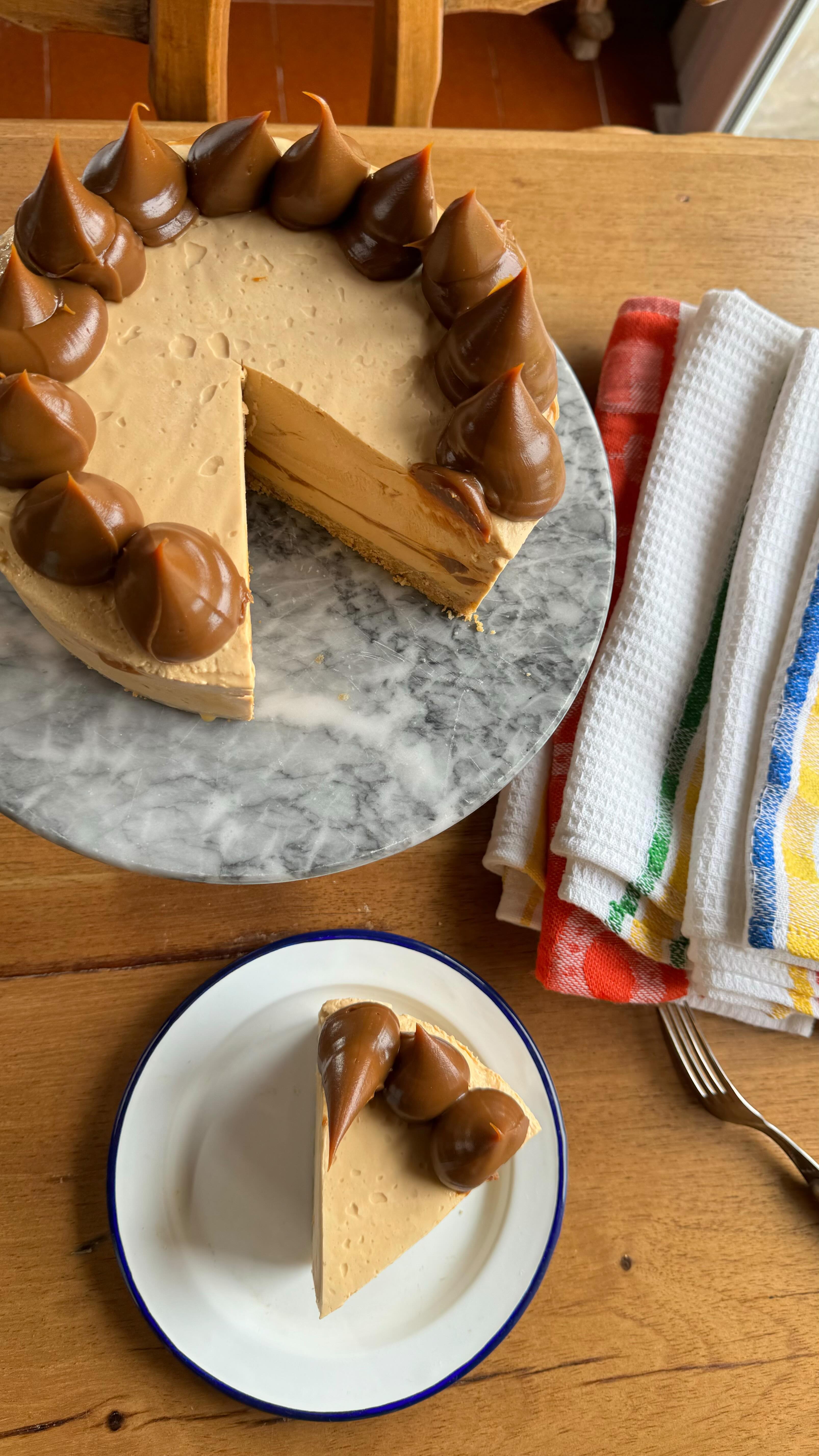 Receta de Cheesecake de dulce de leche sin horno